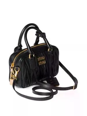 Miu Miu Arcadie Matelassé Nappa Leather Bag - Black
