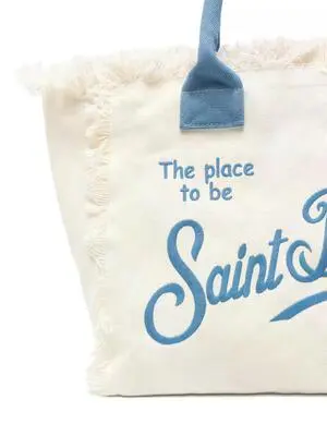 MC2 SAINT BARTH MC2 Saint Barth Embroidered Logo Tote Bag White