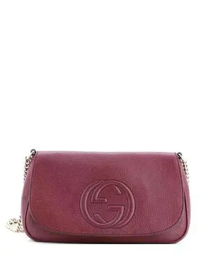 Gucci Soho Chain Leather Medium Crossbody Bag - Red