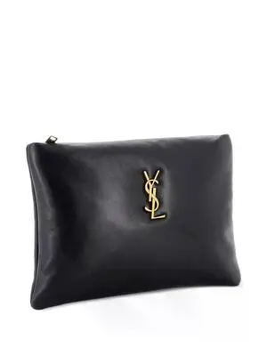 Saint Laurent Calypso Zip Pouch Leather Clutch Bag