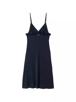 Miu Miu Embroidered Marocain Crepe Dress - Blue