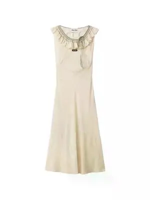 Miu Miu Embroidered Marocain Crepe Dress