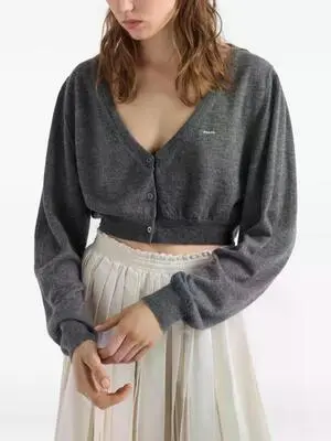 Prada Cropped Cashmere Cardigan With Lettering Logo