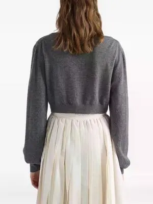 Prada Cropped Cashmere Cardigan With Lettering Logo