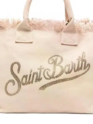 MC2 SAINT BARTH Rhinestone Embellished Fringed Tote Bag - Neutrals