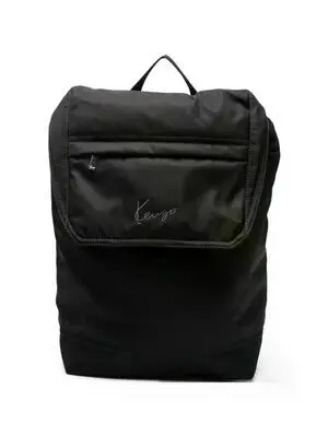Kenzo Logo-embroidered Flap-top Backpack - Black