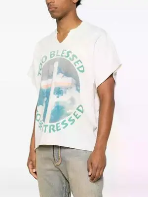 SECND SLF Graphic-print Distressed T-shirt - White