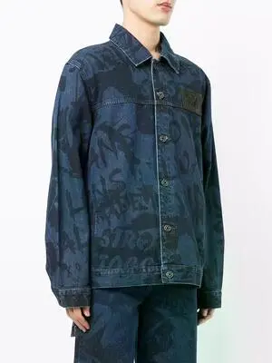PORTS V Graffiti Print Denim Jacket