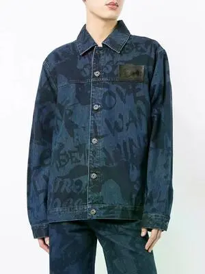 PORTS V Graffiti Print Denim Jacket