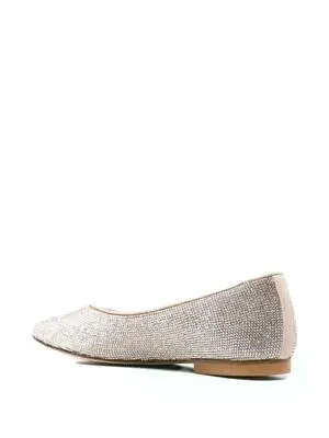 ANNA F. Embellished Pointed-toe Ballet Flats - Grey