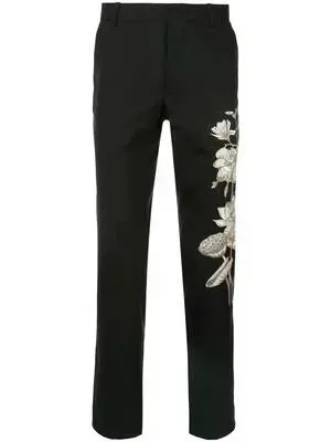 PORTS V Embroidered Wool Trousers - Black