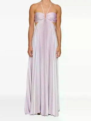A.L.C. Pleated Cutout Halterneck Dress - Purple