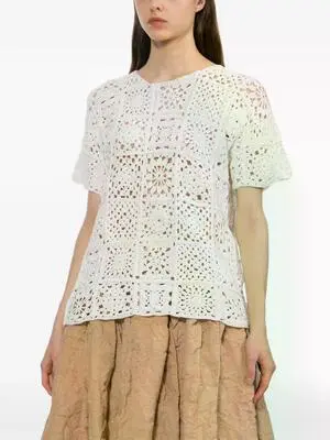 Comme Des Garçons Crochet Knit V-neck Top