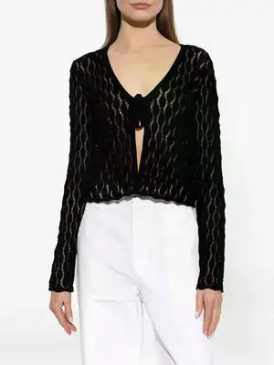 FRAME Pointelle-knit Tie-fastening Cardigan