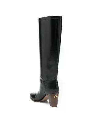 Valentino Garavani Vlogo Signature Leather Boots - Black