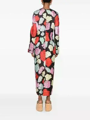 Marni Orion Floral-print Long-sleeve Midi Dress