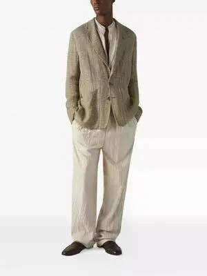 Zegna Crossover-check Single-breasted Linen Blazer