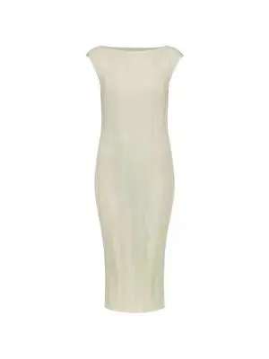 Issey Miyake Pleated Sleeveless Midi Dress - Neutrals