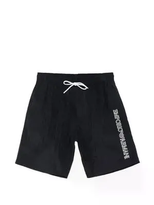 Emporio Armani Logo Print Drawstring Swim Shorts - Blue