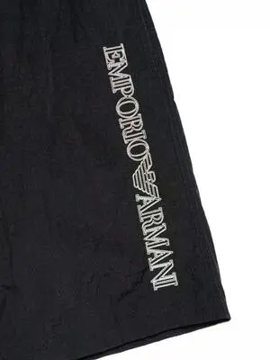Emporio Armani Logo Print Drawstring Swim Shorts - Blue