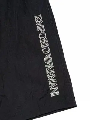Emporio Armani Striped Swim Shorts With Logo Embroidery