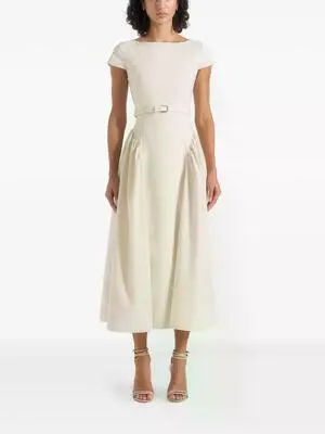 Manière De Voir Maniere De Voir Gaia Belted Pleated Dress Off White - Neutrals