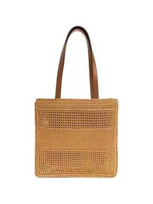 Moschino Embroidered Raffia Tote Bag