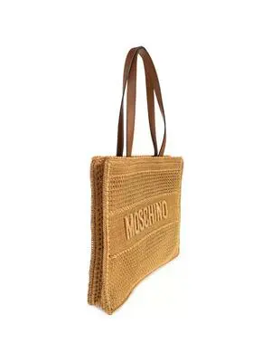 Moschino Embroidered Raffia Tote Bag