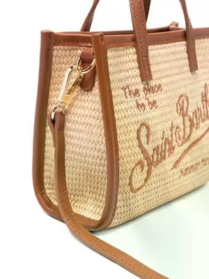 MC2 SAINT BARTH Mini Vivian Logo-embroidered Straw Tote Bag