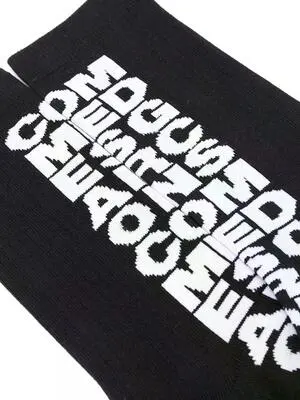 Comme Des Garçons Logo Intarsia Knit Socks - Black