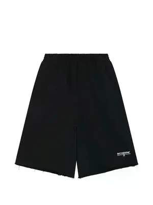 We11Done Logo-print Raw-edge Shorts