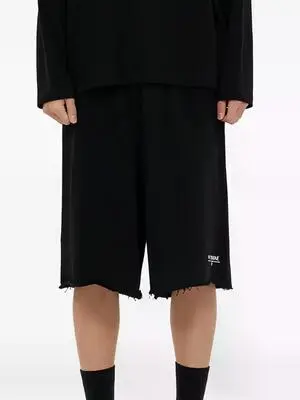 We11Done Logo-print Raw-edge Shorts