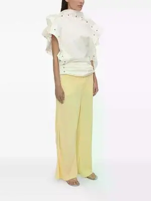 Christopher Esber Spiral Stone Snap Ruffled Poplin Top