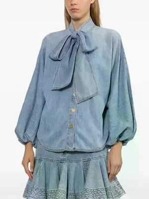 Zimmermann Bow-detail Balloon-sleeve Shirt