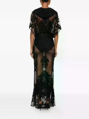 Norma Kamali Embroidered Hooded Maxi Dress - Black
