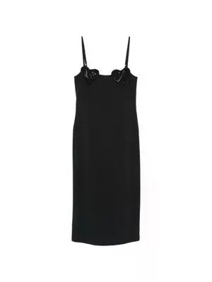 Blumarine Embellished Heart Motif Midi Dress - Black