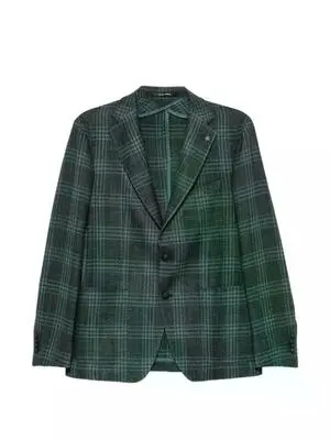Tagliatore Check-pattern Notched-lapels Blazer - Green