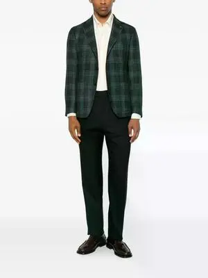 Tagliatore Check-pattern Notched-lapels Blazer - Green