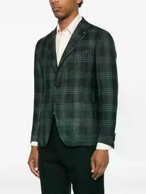 Tagliatore Check-pattern Notched-lapels Blazer - Green