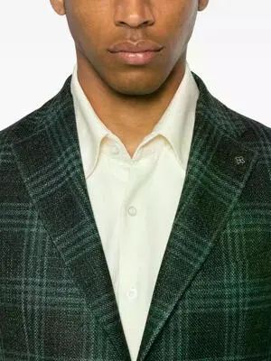 Tagliatore Check-pattern Notched-lapels Blazer - Green