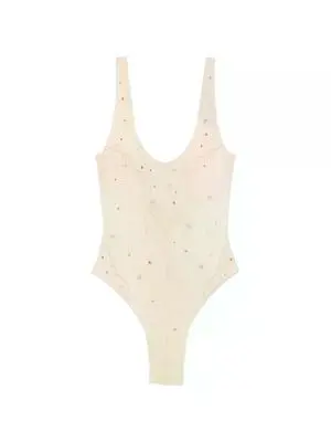 VENUJA Crystal Embellished V-neck Swimsuit