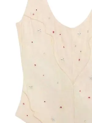 VENUJA Crystal Embellished V-neck Swimsuit