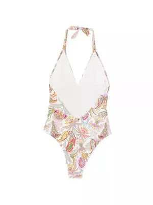 AGUA DE COCO Paisley Print Halterneck Swimsuit