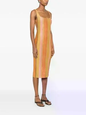 AGUA DE COCO Striped Scoop-neck Midi Dress