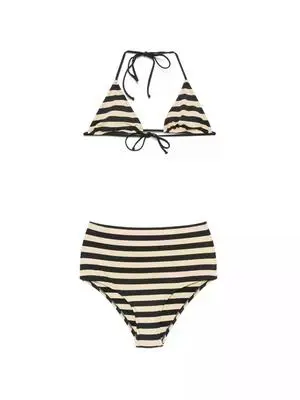 LAURA URBINATI Striped High-waisted Bikini - Neutrals