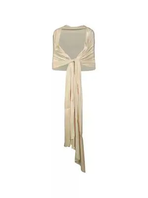 NISSA Plissé-effect Metallic Scarf - Neutrals