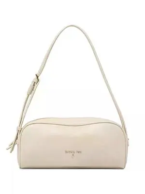 Patrizia Pepe Leather Tote Bag With Logo Plaque - Neutrals
