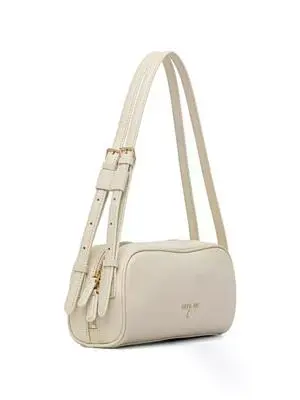 Patrizia Pepe Leather Tote Bag With Logo Plaque - Neutrals