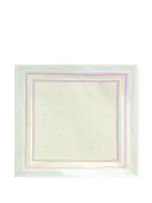 Patrizia Pepe Logo-print Fly-motif Striped Scarf - Neutrals