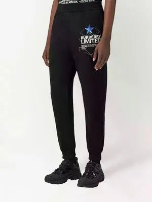 Burberry Logo Print Cotton Track Pants